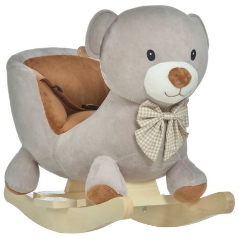 Plush Rocking Horse Ride-On Bear for Kids 18-36 Months with Sound Wood ...