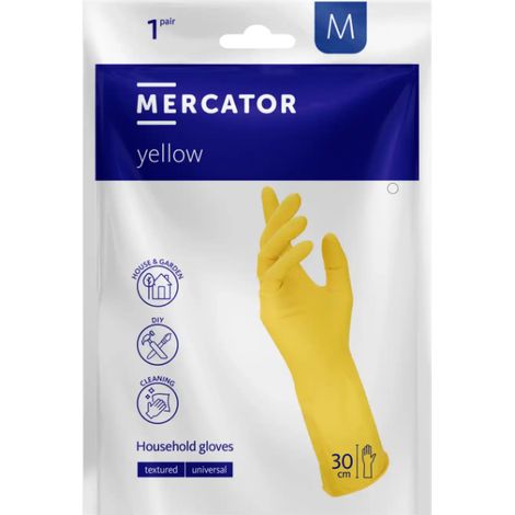 Gants ménagers en latex sans poudre, jaunes, taille M