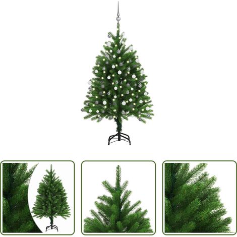 Arbre de Noël - Arbre de Noël artificiel pré-éclairé et boules 120 cm vert