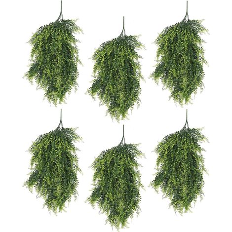 Pack of 6 x Hanging UV and Fire Resistant Artificial Foliage Plant 85cm ...