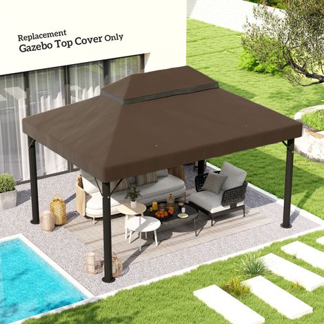 Toit de rechange pour kiosque de jardin 3x4 m protection été ombre café ...