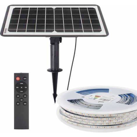 Kit Solar de Tira Led 3.2V-12AH, 180º, IP65, 20 metros, Blanco frío