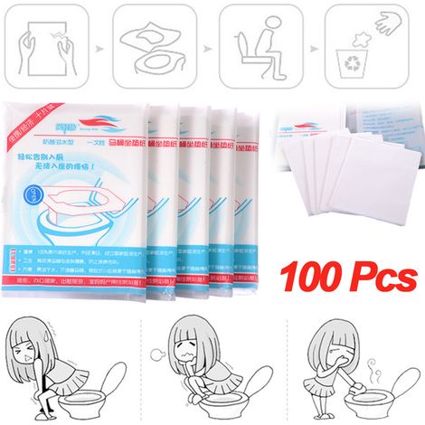 100 unités de couvre-sièges WC jetables, protège-toilette portable et ...