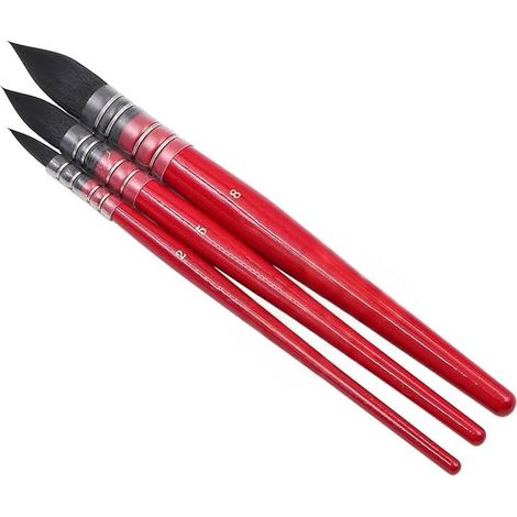 3 Pcs Watercolour Brushes Set Paint Brushes kit Pointed Round Mop Brush ...