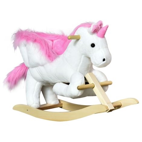 Wooden Unicorn Rocking Horse Toy for Kids Ages 1.5-3 with Plush Seat ...