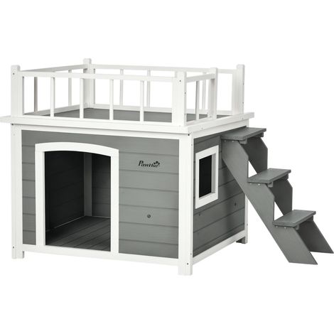 Hundehütte, Dachterrasse, Treppe, Fenster, Bodenabstand, Naturholz ...