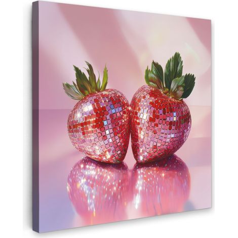 TABLEAU SUR TOILE Disco - Fruits - Paillettes - Fraise Décoration Salon ...