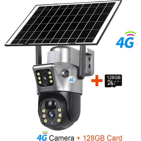 V380 Pro 4G Solarkamera, Dual-Lens, 8MP 4K, Outdoor, PIR, Farb ...