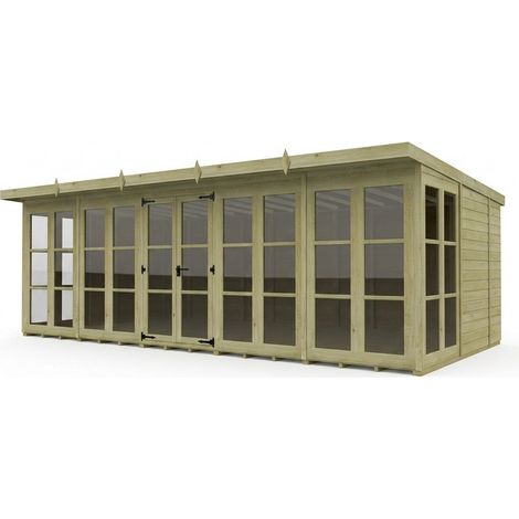 20ft x 10ft Georgian Pent Summer House - Pressure Treated Timber - L610 ...