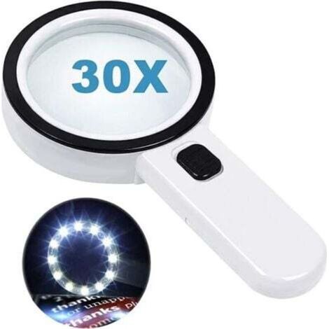 [NIEMALS VERWENDET] Leselupe mit 12 LEDs, Doppelglaslinse und 30-facher ...