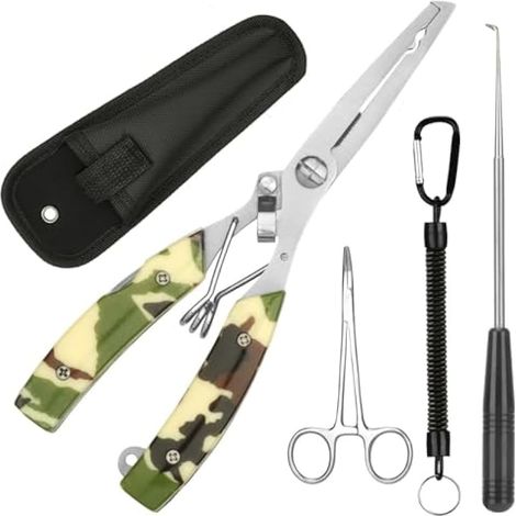 Kit de 3 pinces de pêche portables avec dragonne, pince courbée ...