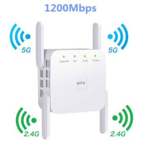 Répéteur WiFi 1200 MbpsDouble bande 5 GHz et 2,4 GHzCouverture jusqu'à ...