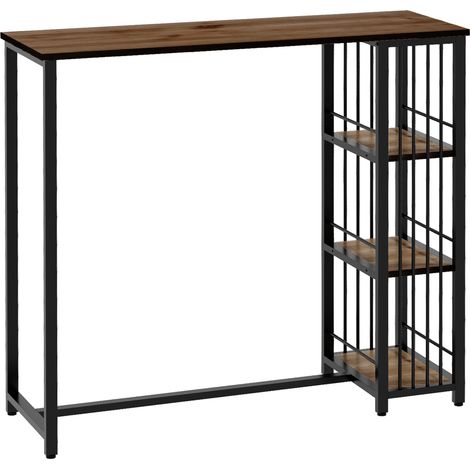 Table de bar, table haute de cuisine, table haute avec étagères, 120 x ...