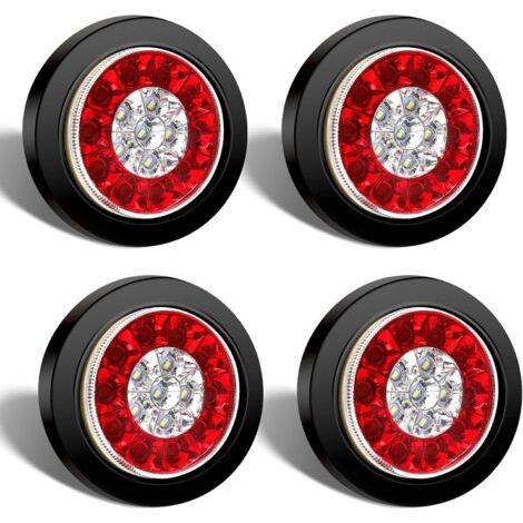 Set of 4 round LED taillights, brake lights, 24 round LED taillights ...