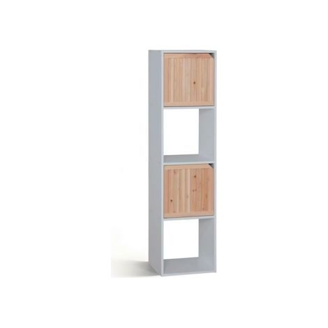 Colonne de rangement - JUANIO - Colonne scandinave - Blanc - Effet bois ...
