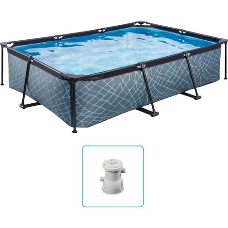 Piscine EXIT Stone 300 x 200 x 65 cm avec pompe filtrante - Grise