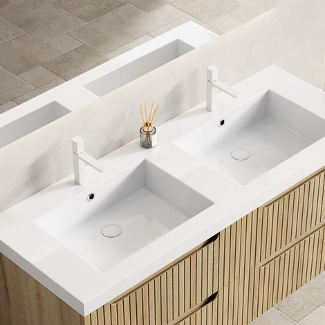Lavabo double GREA 120 cm, sans meuble, sans robinet ni robinet d ...