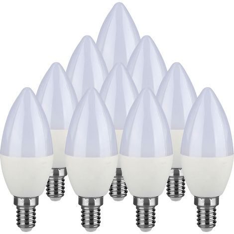 Ampoule LED E14 bougie V-TAC SMD blanc froid 6500K 3.7W lot de 10 ...