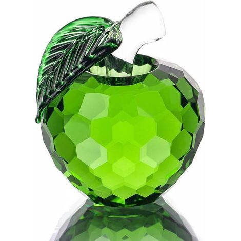 Crystal Paperweight, Green Apple, 40mm, Glass Collectible Figurine ...