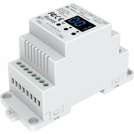 Decoder DMX512 4 Canali 0/1-10V, 12-24V DC, RDM, Uscita Analogica