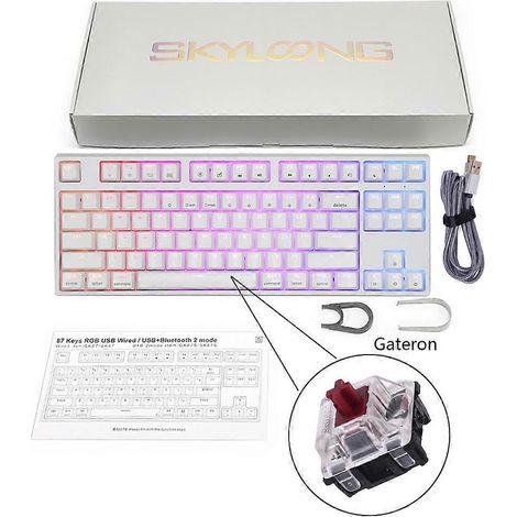 Clavier mécanique switch optique interchangeable SK87 hotswap RGB blanc ...