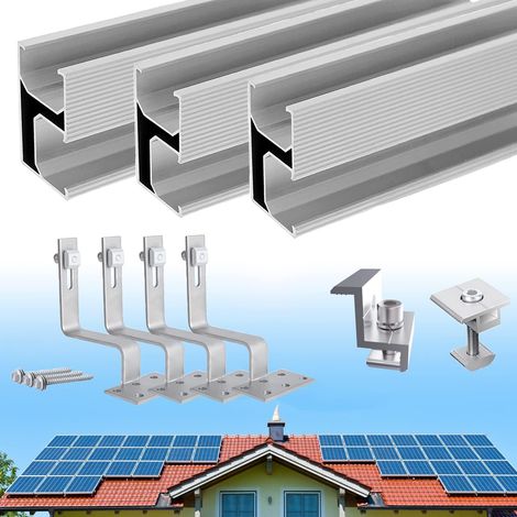 Kit De Montage Solaire Pour 4 Panneaux, Rail Aluminium, Crochet Toit ...