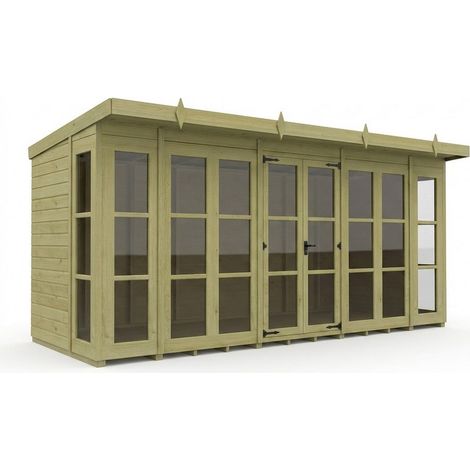 16ft x 6ft Georgian Pent Summer House - Pressure Treated Timber - L488 ...