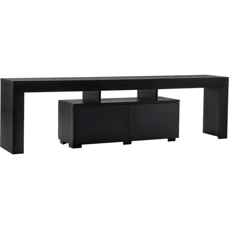 Meuble TV avec placards bois noir 180cm BASI