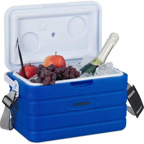 Relaxdays Cool Box 10L, Portable Cooler for Garden, Camping, Strap ...