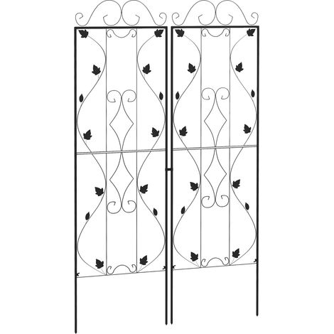 Set of 2 Metal Garden Trellis for Climbing Plants - Elegant Leaf Design ...