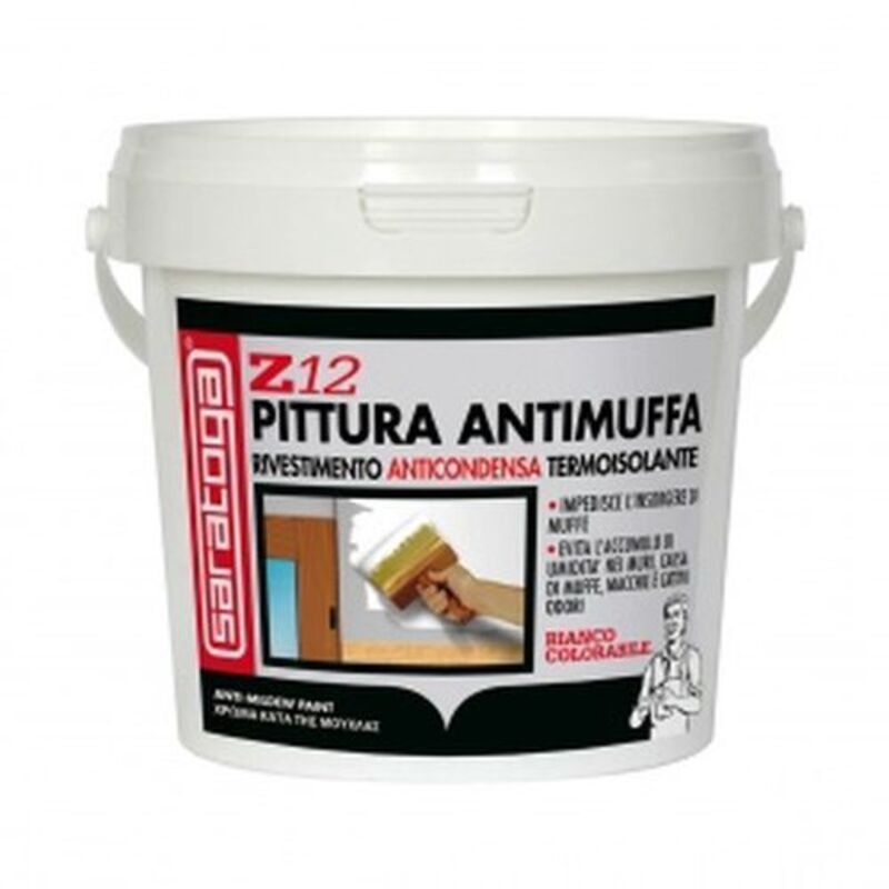 Pittura antimuffa SARATOGA Z12 da interni traspirante per bagni e cucine 750 ml. - 78013