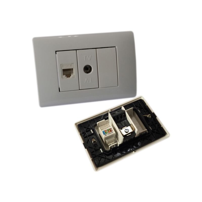 placca placchetta 3 posti completa 2 prese bipasso | Placca placchetta ...