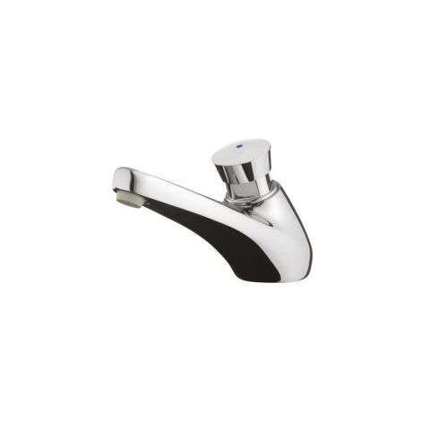 Non Concussive Push Down Self Closing Round Chrome Basin Mono Mixer Tap ...
