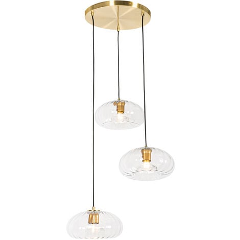 QAZQA zuzanna - Suspension multiples - 3 lumière - Ø 60 cm - Noir et Or ...
