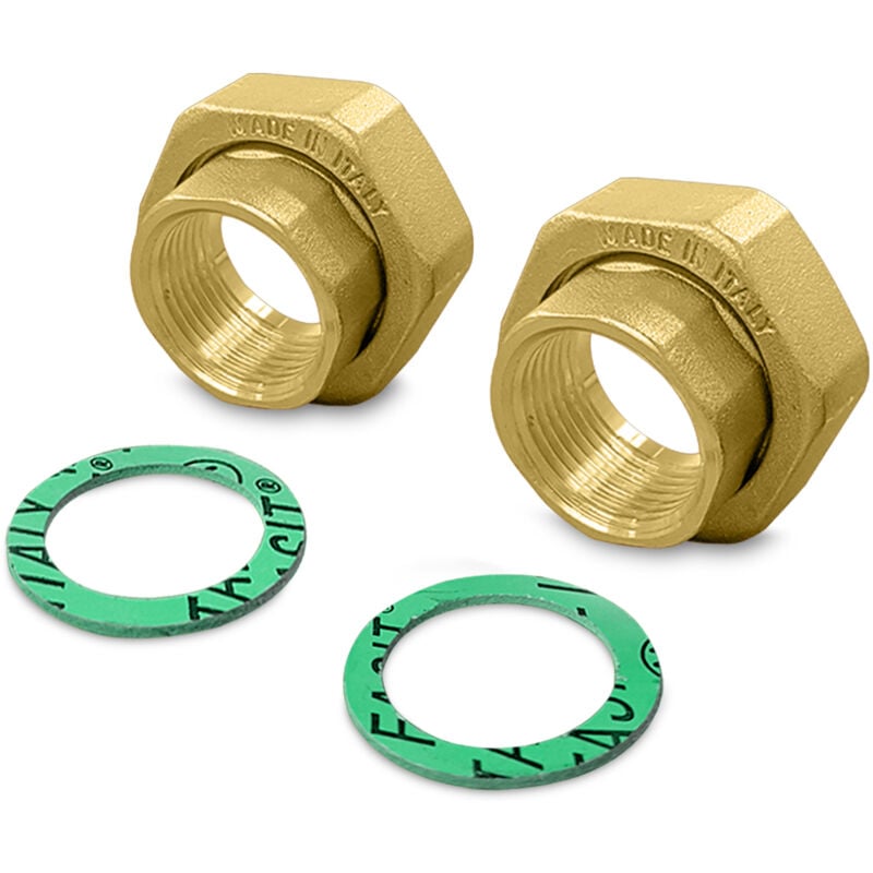 Raccordi codoli girevoli diritto in ottone sabbiato FF DN25 , 1" x 1" 1 ...