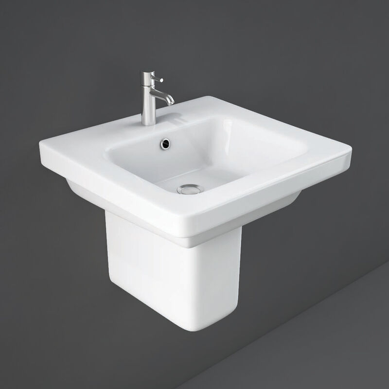 Rak Resort Wash Basin And Semi Pedestal 500Mm Wide - 1 Tap Hole | RAK ...