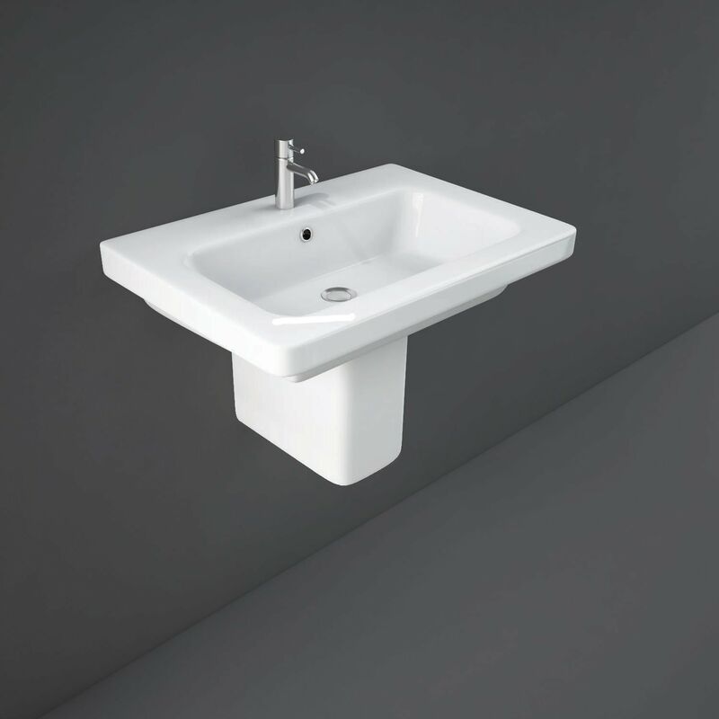 Debba Wall Hung Basin With Semi Pedestal 550Mm W - 1 Tap Hole - Roca ...