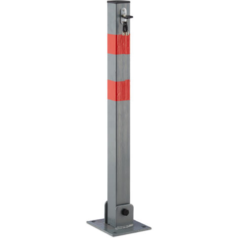 2 x foldable barrier posts, steel, parking barrier, H: 65 cm, lockable ...