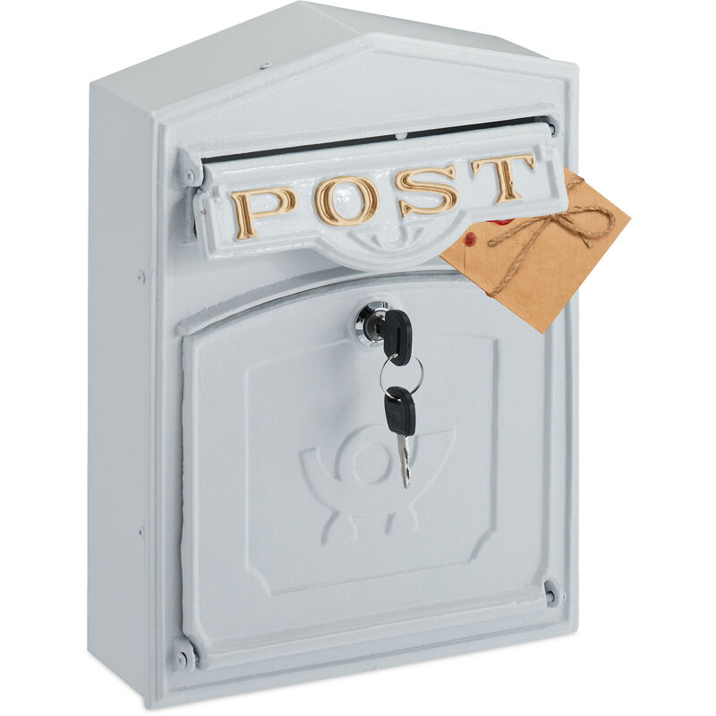 Letter Box in Retro Look, Gold-Coloured Lettering, Nostalgic Design ...