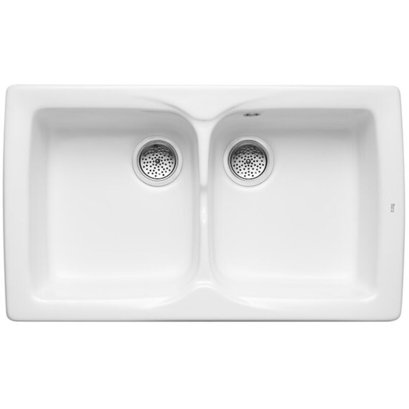 ROCA Fregadero de 2 cubetas de gres con 1 orificio - Serie Beverly 85 ...