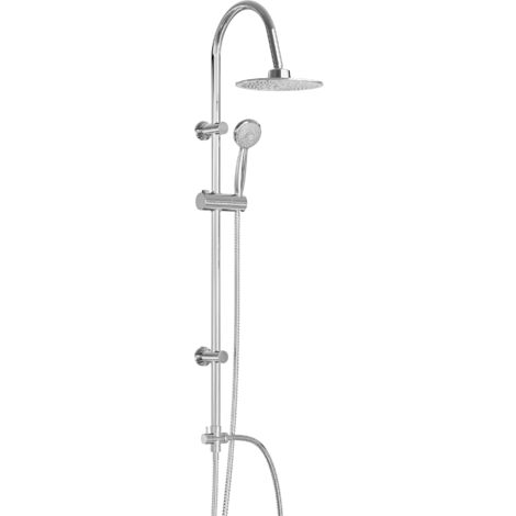 Bathroom Mixer Shower Kit Adjust Riser Rail Hose Chrome Round Dual Head ...