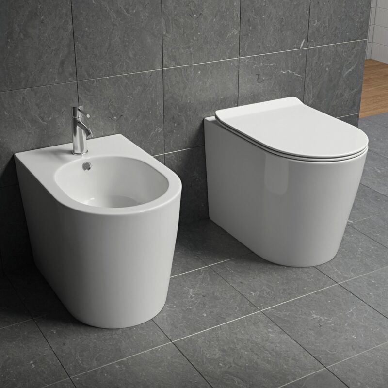 Azzurra - Sanitari Filo Muro Mini Clas+ Wc Sedile Soft Close E Bidet ...