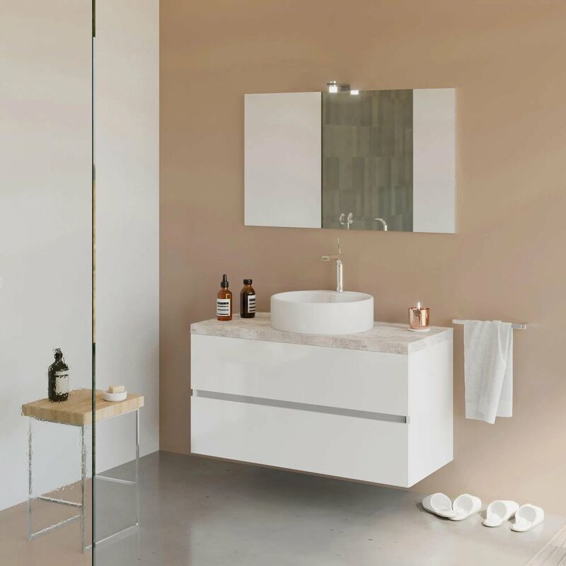 Savinidue - Mobile Da Bagno Sospeso 100 Cm Con Due Cassetti Chiusura ...