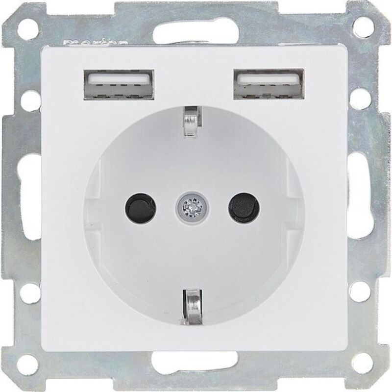 Preisvergleich für Schuko-Steckdose mit USB Merten System M, Aktivweiß ...