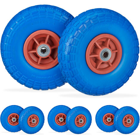 Set of 4 Relaxdays Wheelbarrow Wheels, 4.80 4.00-8 Solid Rubber, Steel ...