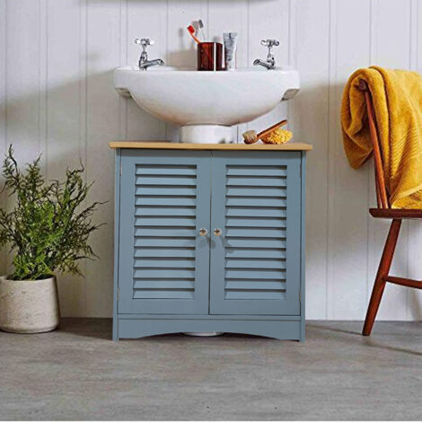 SoBuy Wood Under Sink Basin Bathroom Storage Cabinet Unit Grey FRG202-DG