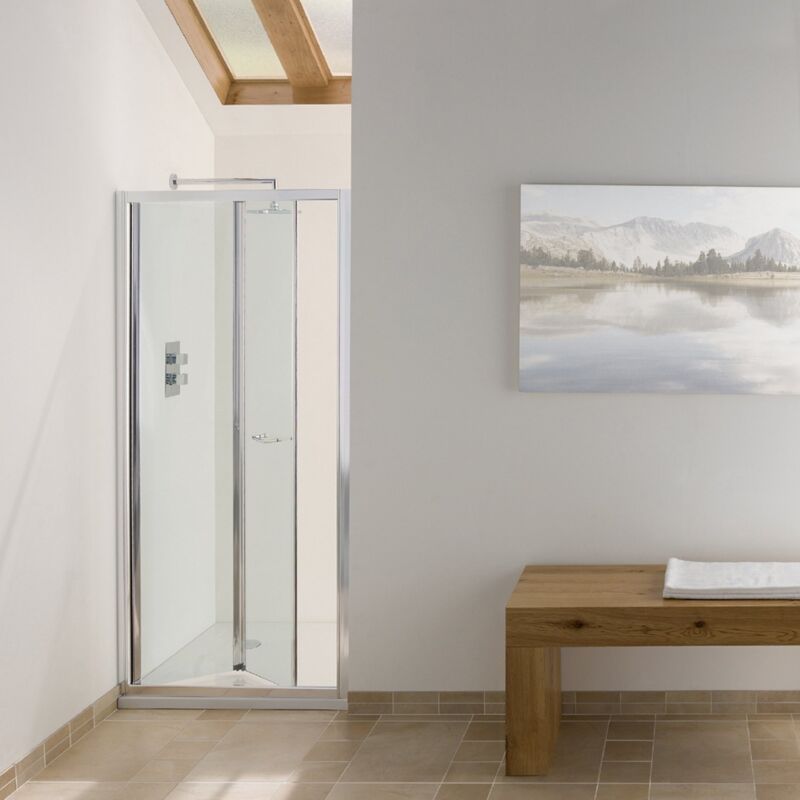 A6 Semi Frameless Bi Fold Shower Door 760mm Wide 6mm Glass Orbit