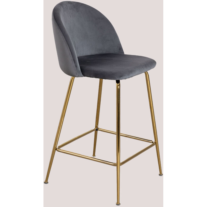 Sklum Sgabello Alto Kana Design In Velluto Velluto - Acciaio Blu Dorato ...