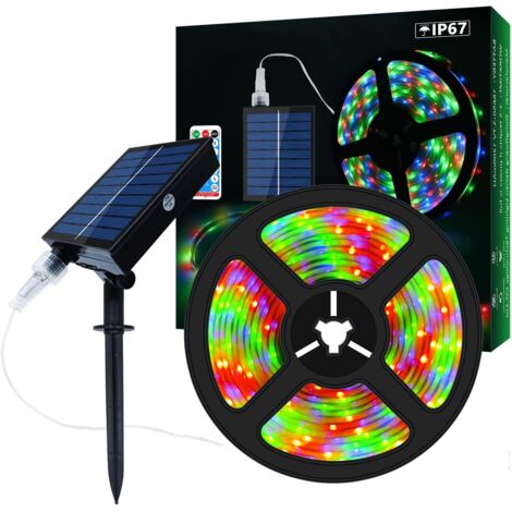 Solar LED Strip Lights Outdoor, 5m 280 LEDs IP67 Waterproof LED Strip ...