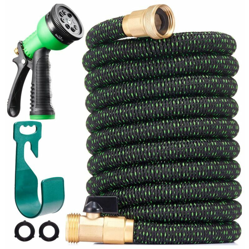 The retractable garden hose with a 3/4 inch solid brass attachment, the ...